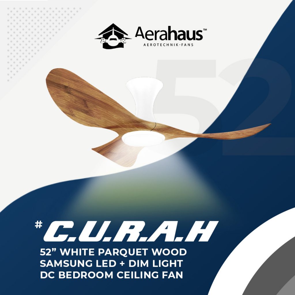 CURAH 52″ DC CEILING FAN + SAMSUNG 20W LED DIM TRI WAY MEMORY FUNCTION ...